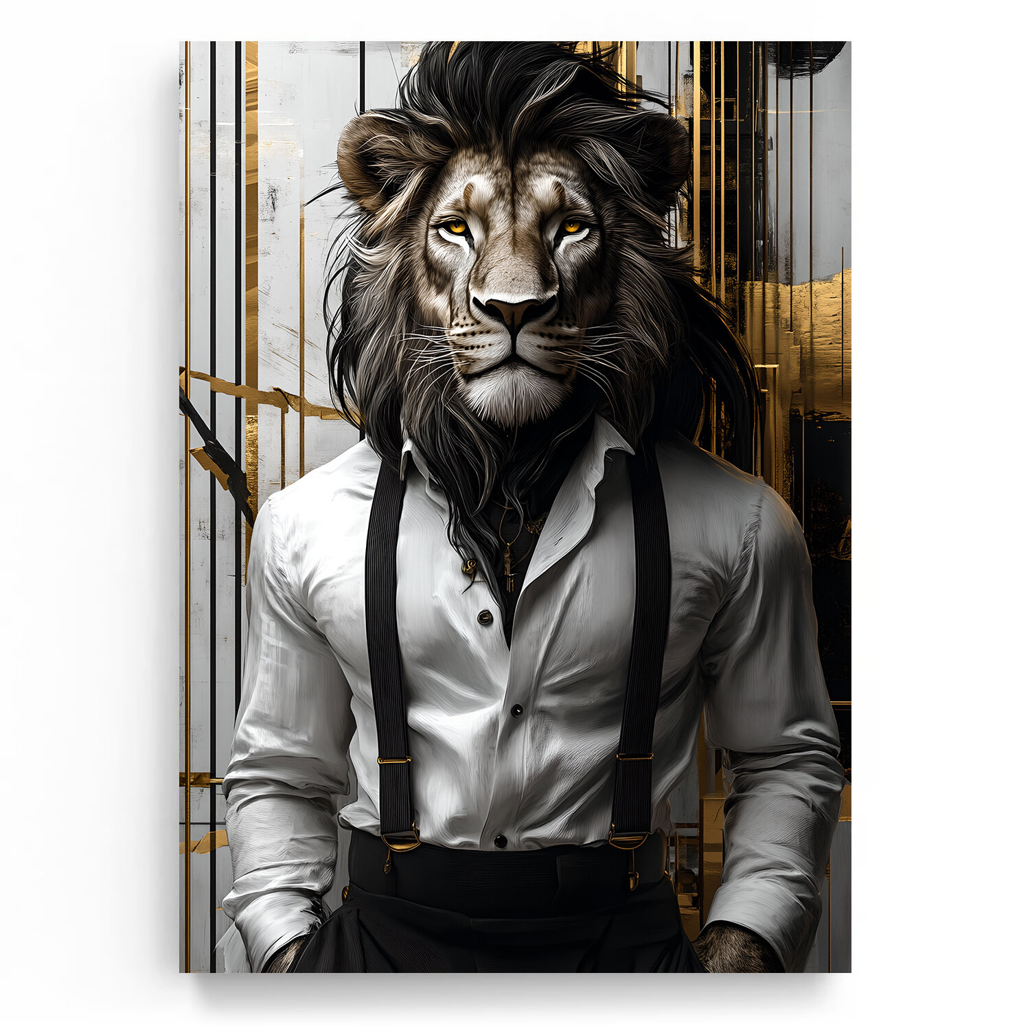 Картина на стену для интерьера - "Лев в костюме, брутальные животные", 30х40 см.
