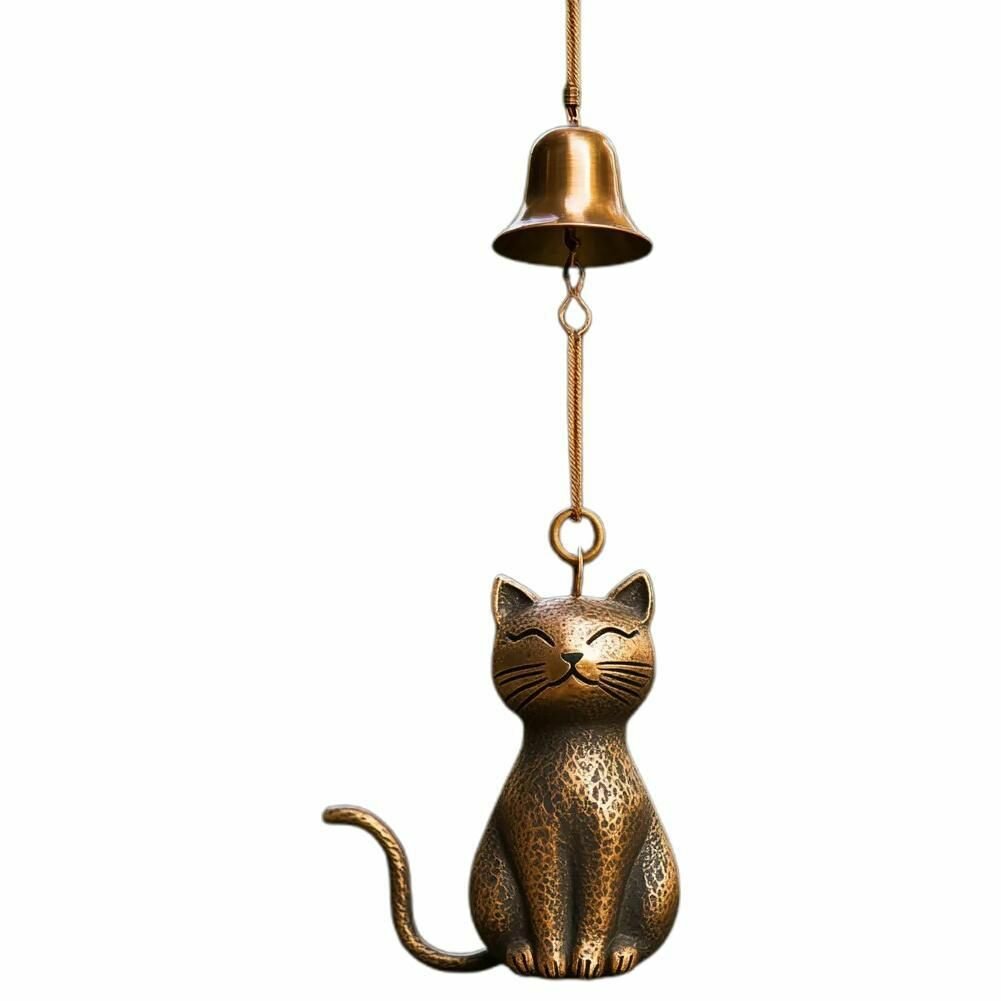 Колокольчик с кошкой для улицы и дома, садовый декор, металлический