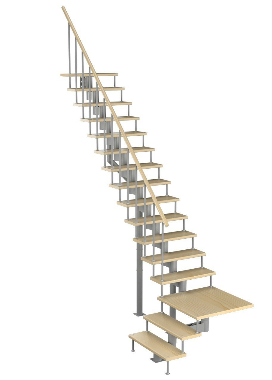 Модульная лестница Статус 225 2880-3040, Серый, Сосна, Крашеная