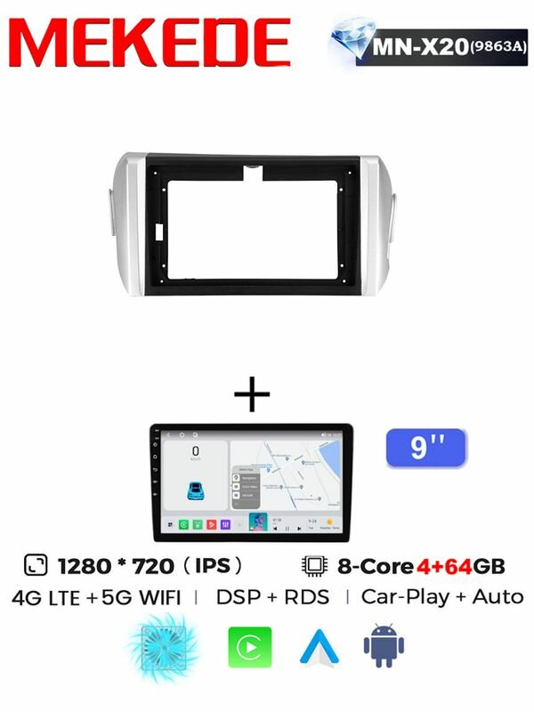 Магнитола 9" Mekede MN X20 Pro 4/64 Gb Toyota Innova 2 2015-2022 carplay 2 din