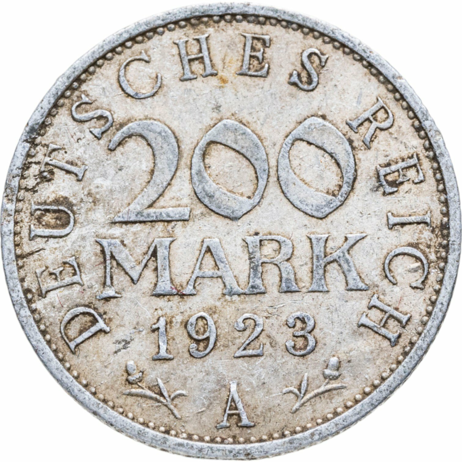 Германия 200 марок (mark) 1923 A знак монетного двора "A"  — Берлин