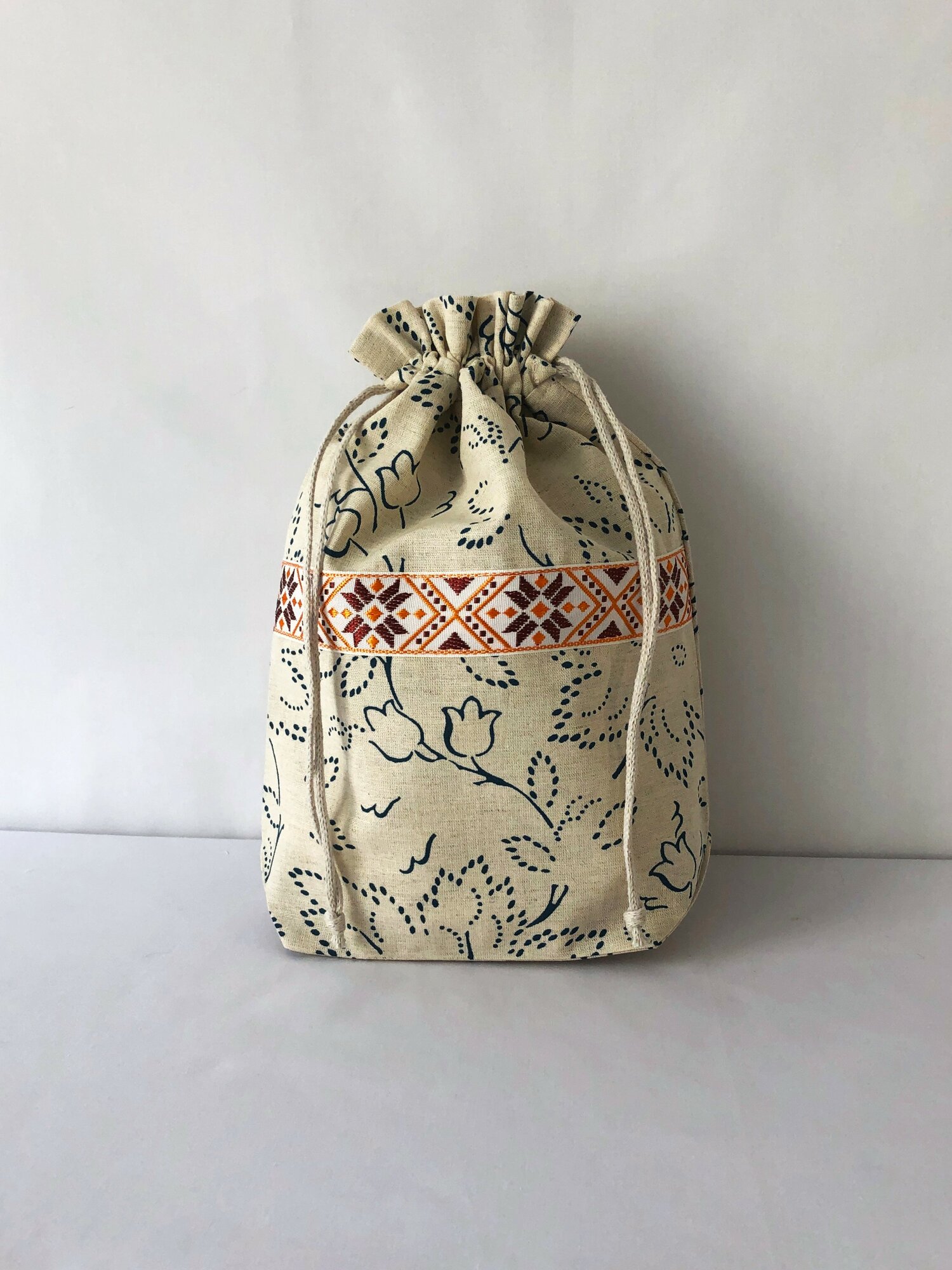 Мешочек подарочный, полульняной, м7-2-19, рр 29х22х7см, тканевой, для хранения и упаковки