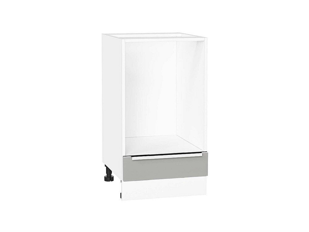 VVT Шкаф нижний под духовку Фьюжн Белый, Silky Light Grey, 450 В*Ш*Г 816*450*476, фасад МДФ Silky Light Grey, корпус Белый Silky Light Grey