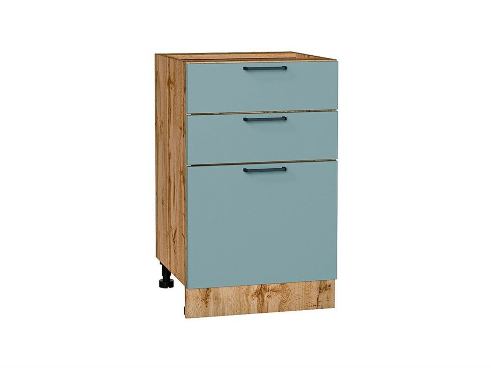 VVT Шкаф нижний с 3-мя ящиками Флэт Дуб Вотан, Grey-green In 2S, 500
