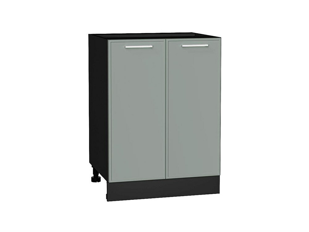 VVT Шкаф нижний с 2-мя дверцами Квадро Graphite, Аквамарин, 600 В*Ш*Г 816*600*481, фасад МДФ Аквамарин, корпус Graphite Аквамарин