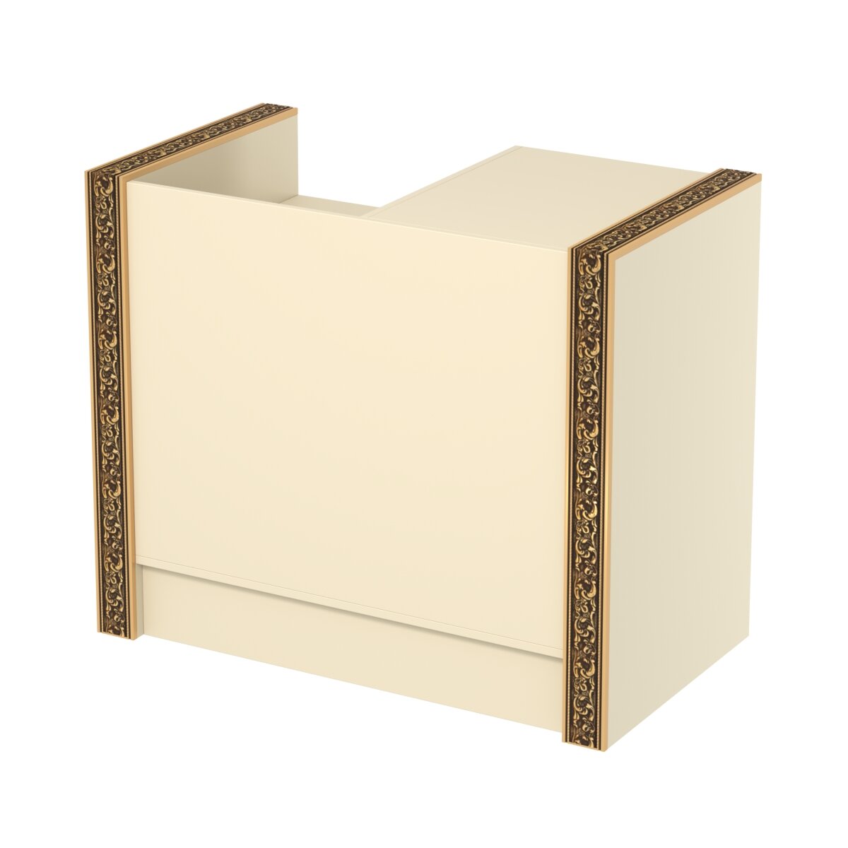 Недорогой кассовый прилавок с ящиками и декоративными молдингами №ПДМ-К2, Крем Вайс