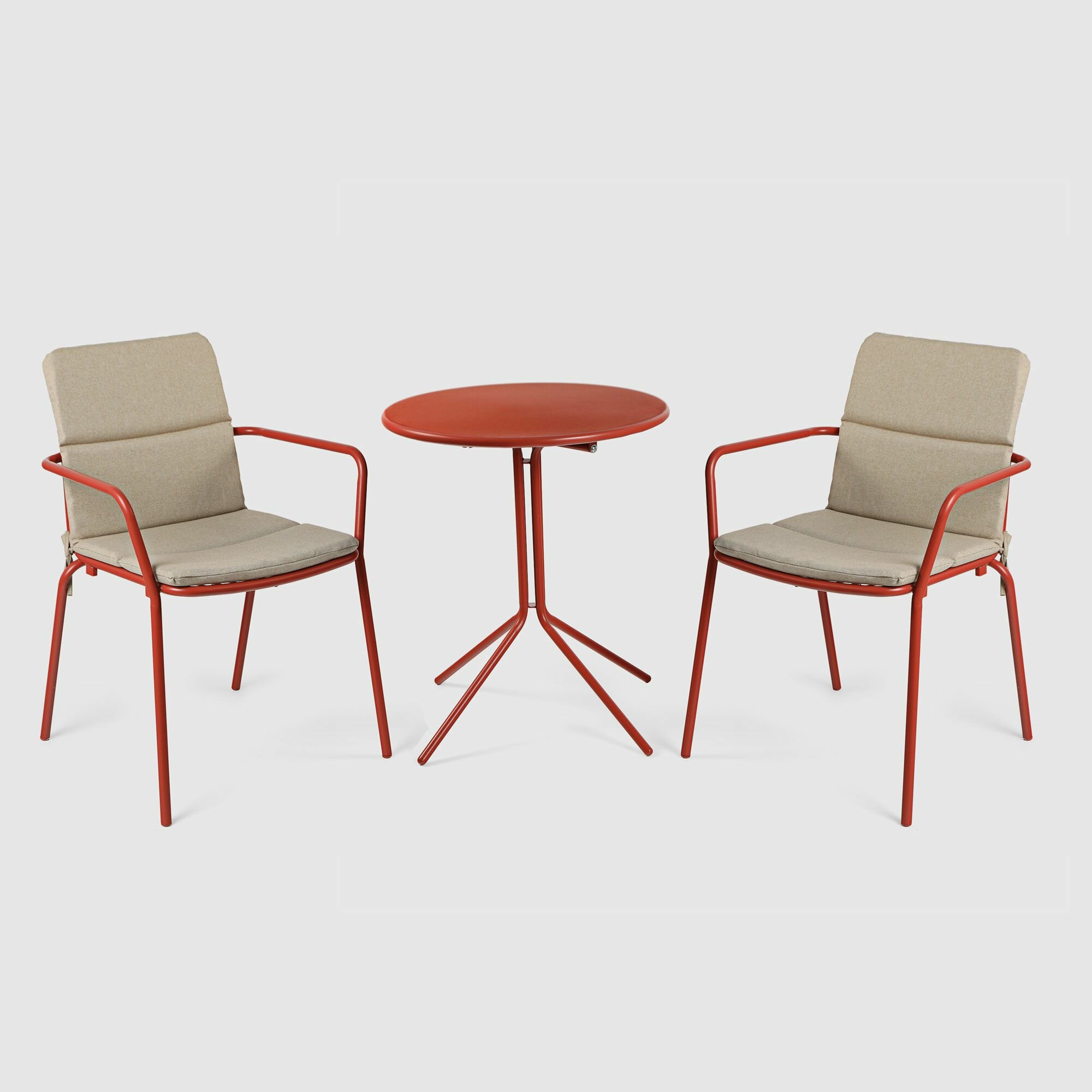 Садовая мебель для дачи комплект Linya терракотовый 3 предмета, стол, кресла