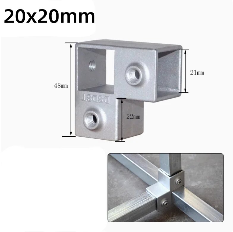 Стальной квадратный соединитель для трубы 20x20 мм 20x20mm-jiao4T