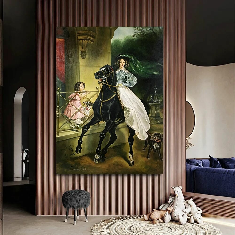 Брюллов / всадница, Репродукция картиныы на холсте, 30х40 см.