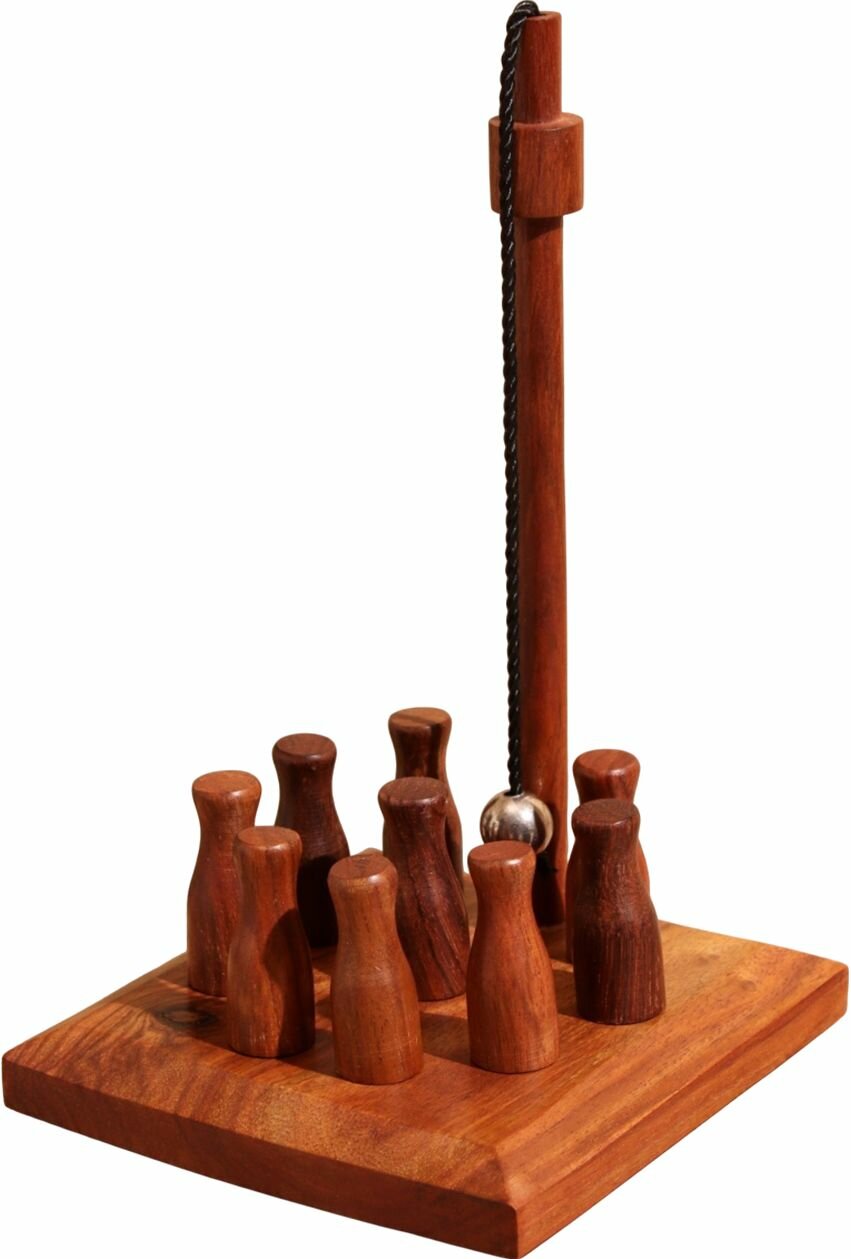 Игра настольная "Боулинг" из дерева шишам, детская спортивная игра на ловкость и скорость реакций, игровой набор для детей