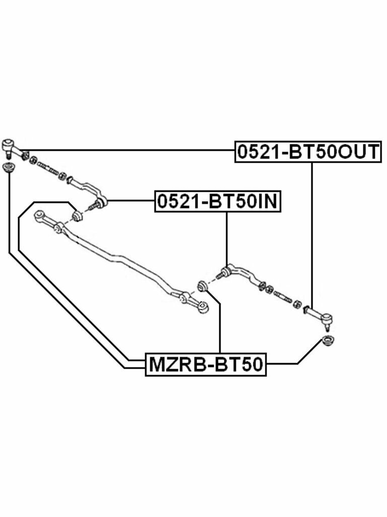 Наконечник рулевой наружный MAZDA, FORD 0521-BT50OUT FEBEST.