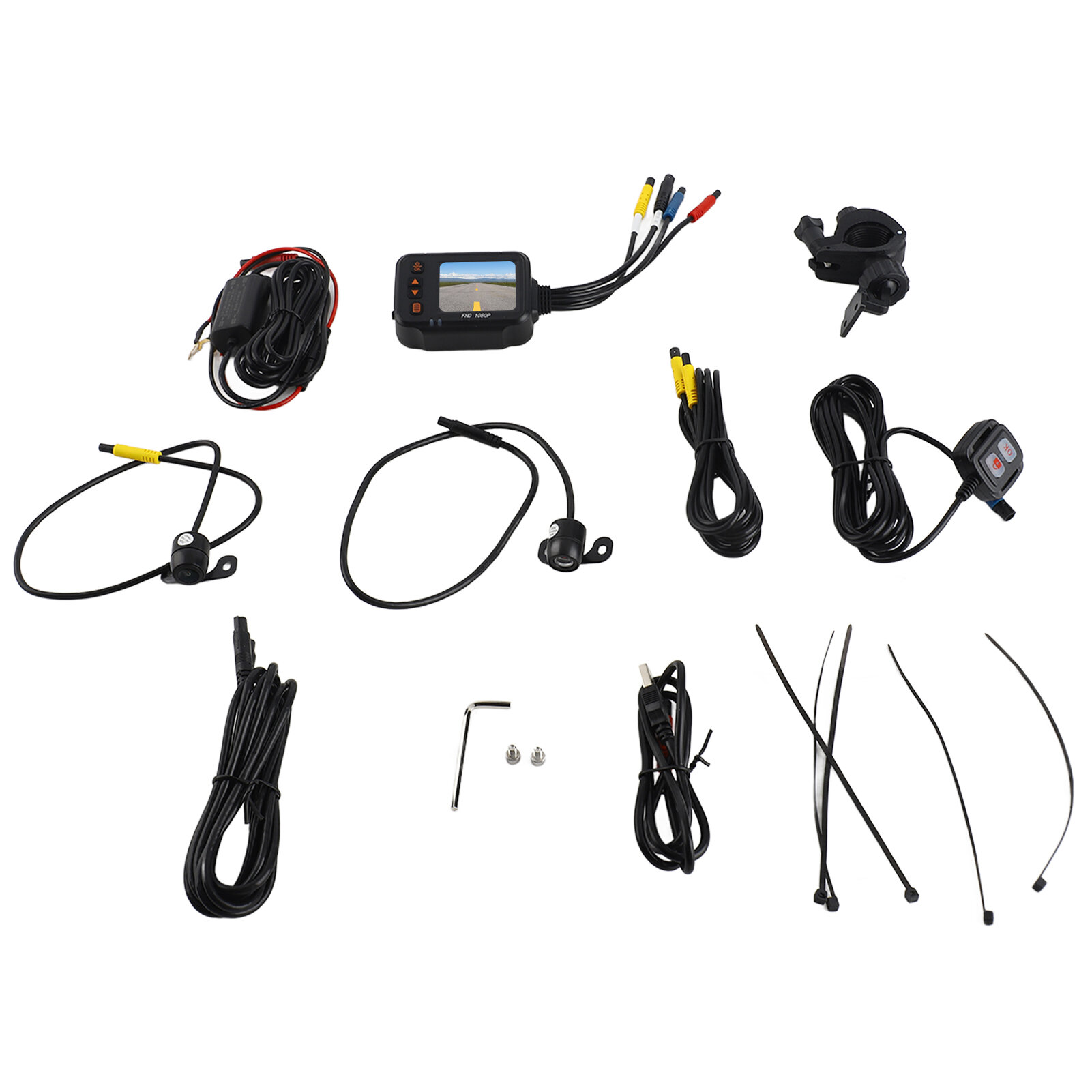 2-дюймовый видеорегистратор для мотоцикла, разрешение 1080p+720p HD, влагозащищенный, с возможностью циклической записи.