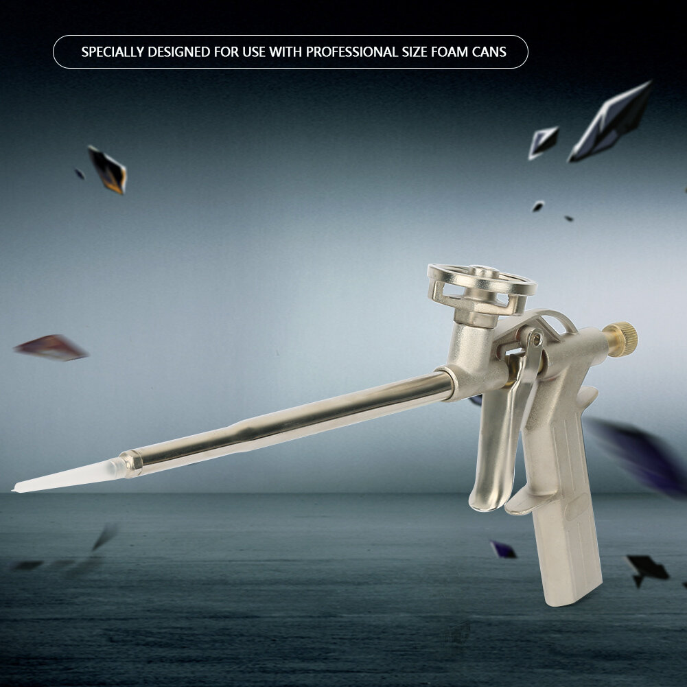 2шт Пневматическая пистолет для вспенивающейся пены из алюминиевого сплава, пистолет для заполнения и герметизации, аппликатор для утепления, цвет Серебристый-белый, размер 32.5*5*15см, рабочее расстояние 1см, ширина распыления 0.5см, максимальное