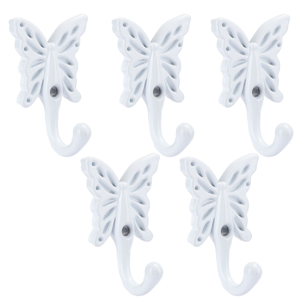 5PCs Clothes Hook Single Bow Type European Retro Zinc Alloy White Wardrobe Use 35 x 55MM