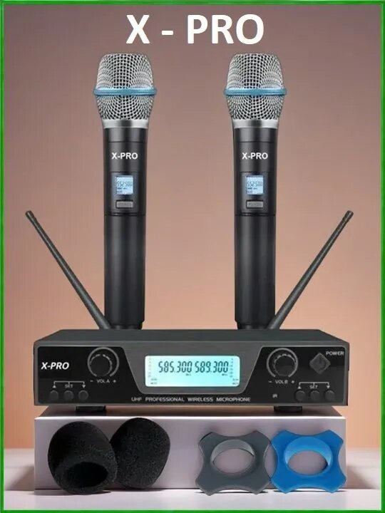 REXUS X-PRO - двухканальная радиосистема с двумя беспроводными микрофонами, сменные частоты UHF, серия "PRO"
