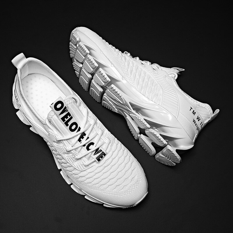 Мужские осенние дышащие летающие тканые повседневные мужские модные лезвия рыбья чешуя спортивные кроссовки для бега