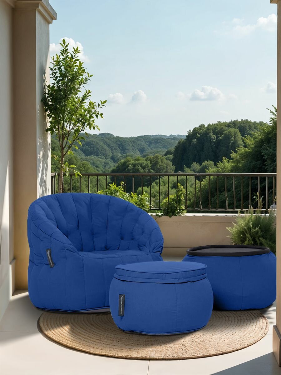 Кресло со столиком для дачи Contempo Package - Navy Sky (олефин, синий) - садовая мягкая мебель для отдыха и релакса