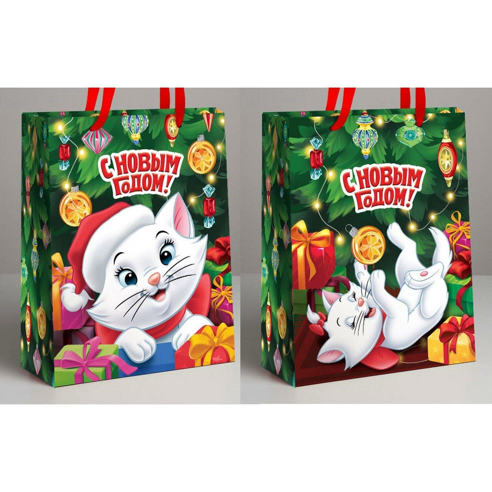 Пакет подарочный Дарите Счастье, дизайн: новогодний, цвет: зеленый