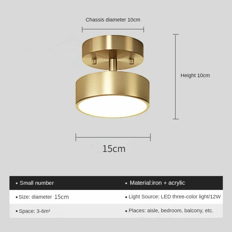 Чистый медный потолочный светильник,1,1,12, медь