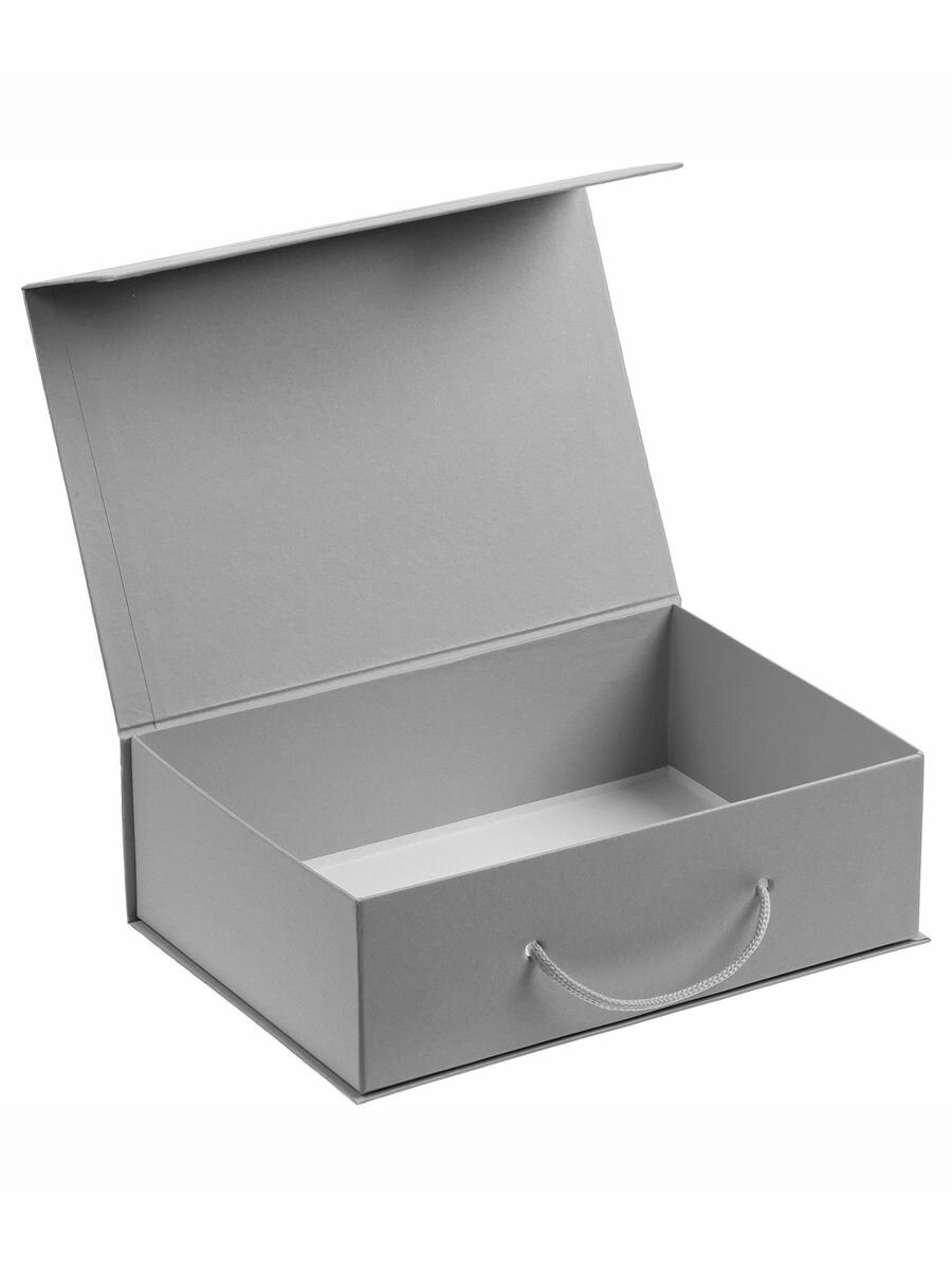 Коробка подарочная для хранения, с ручкой, 27х19х8.5, серая, подарок на День Рождения, на Выпускной, преподавателю девушке женщине