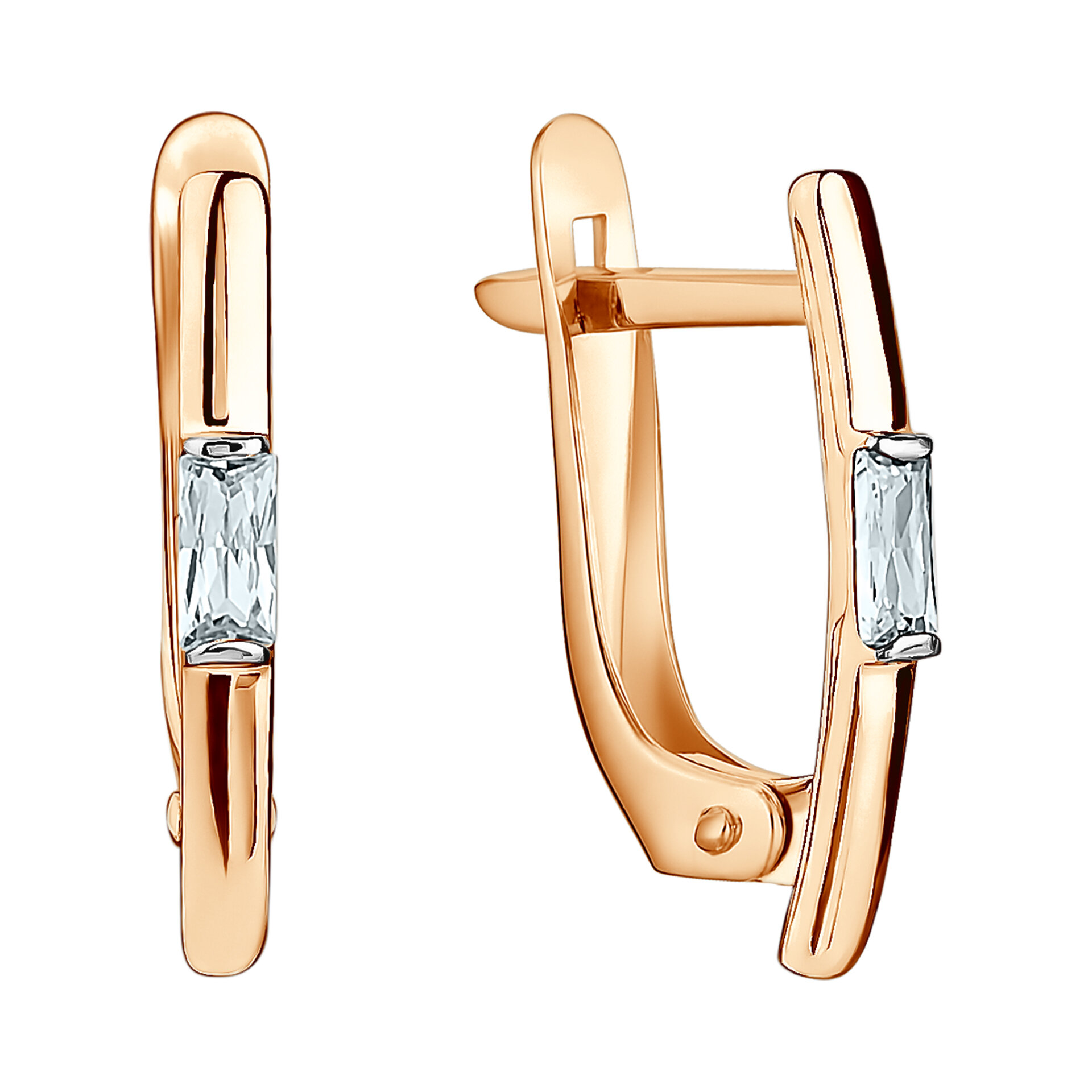 Серьги, красное золото, 585 проба, фианит