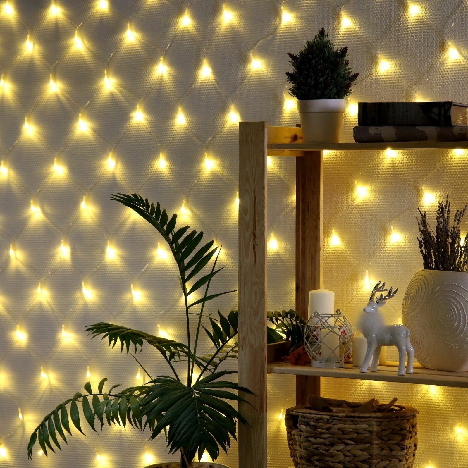 Новогодняя гирлянда для дома Сетка цвет свечения Теплый белый От сети