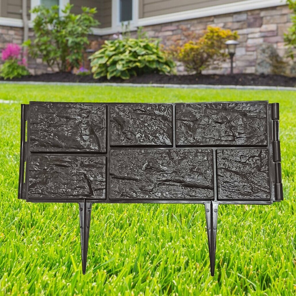 Бордюр пластиковый 'Старый дворик' 2м, темно-коричневый, для ограждения растений