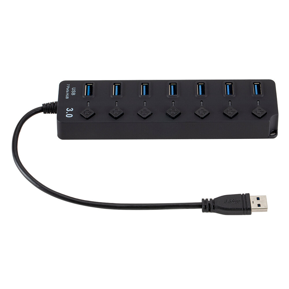 Разветвитель USB 3.0 HUB, 7 портов с переключателями включения/выключения, высокоскоростной расширитель нескольких портов Micro USB 5 Гбит/с для ПК, компьютера