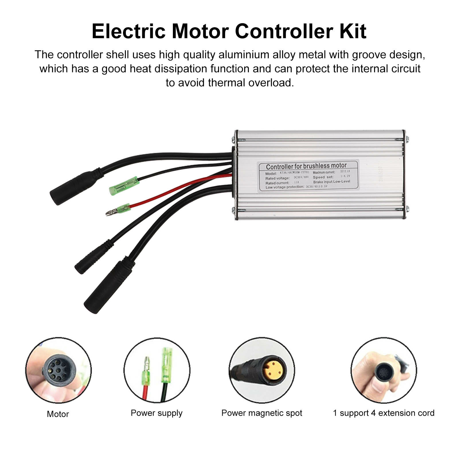 Комплект контроллера электродвигателя 36 В/48 В, 500 Вт, контроллер двигателя KT 22A с панелью дисплея LCD4, дроссельная заслонка 130X, датчик 8C, уровень тормоза и провод