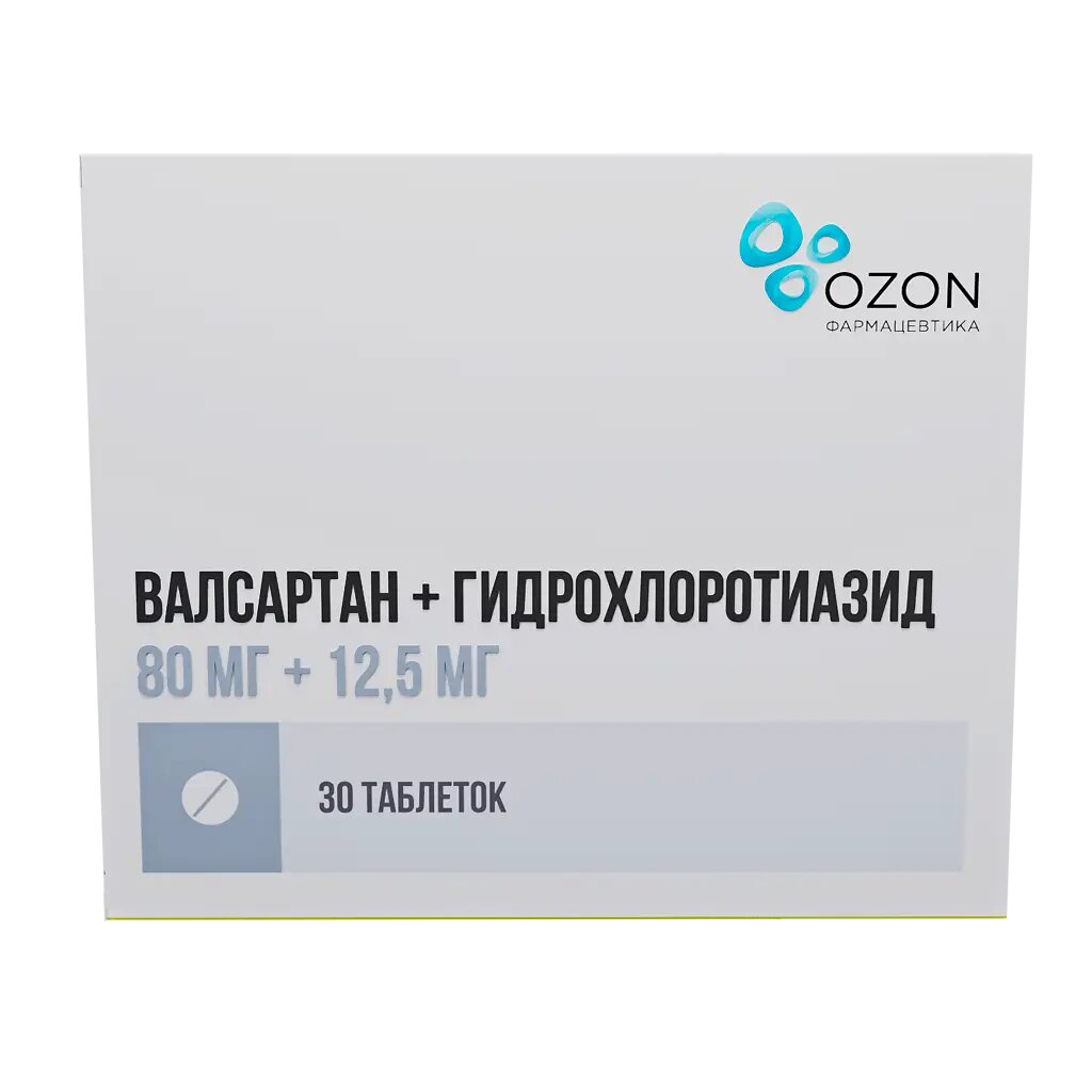 Валсартан+Гидрохлоротиазид таблетки покрыт. плен. об. 80 мг+12,5 мг 30 шт