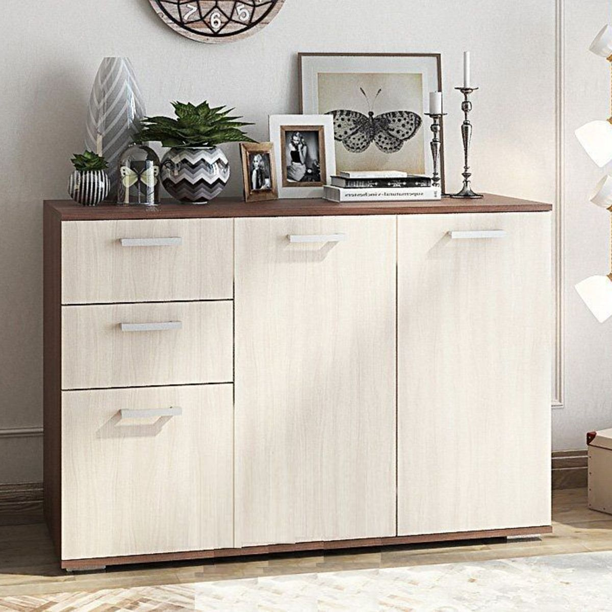 Комод Стендмебель К-3 1200x830x460 мм, ЛДСП, шимо темный/шимо светлый, 2 ящика