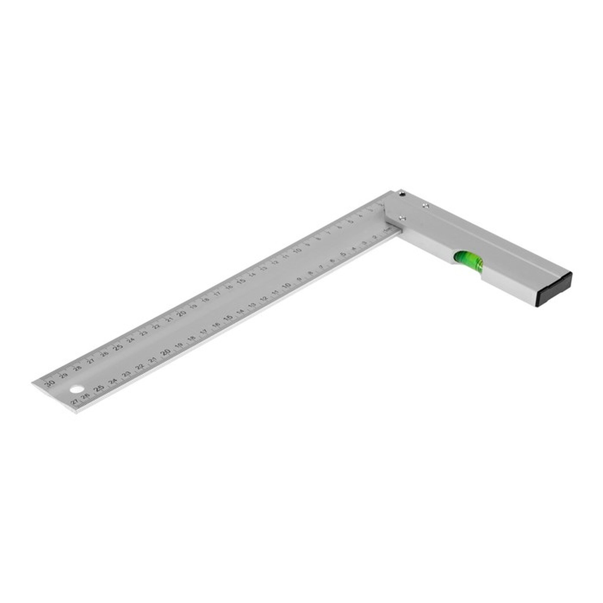 Угольник тундра, алюминиевый, с уровнем, 300 мм, 1 шт, серебристый