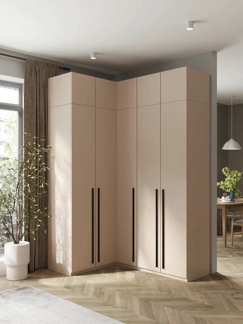 Угловой шкаф для одежды распашной с ящиками и антресолью, Принцесса Мелания, Кашемир, 2600х1700х1300мм