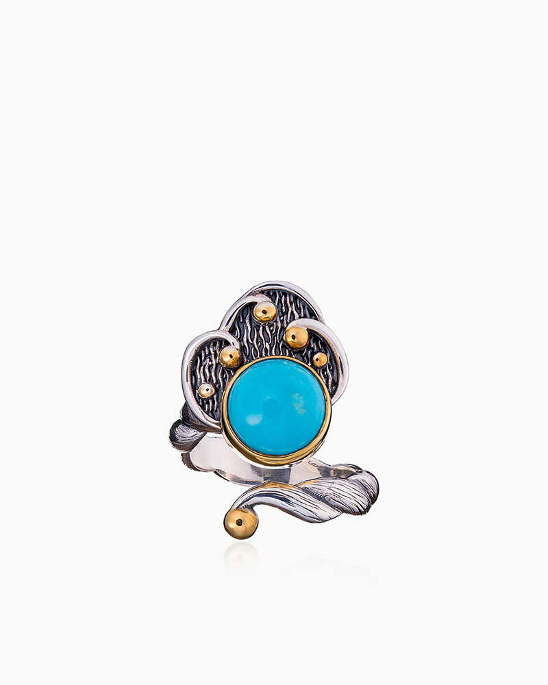 Кольцо, серебро, 925 проба, бирюза