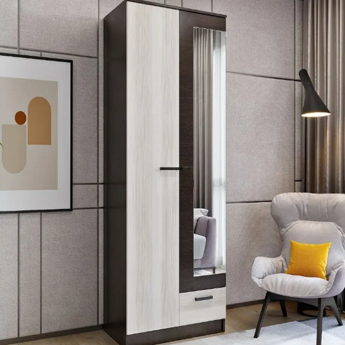 Шкаф распашной Адель 0,8 с полками 80*47*209.5 см Венге / Лоредо