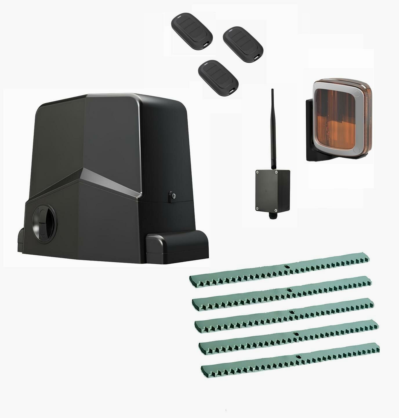 Автоматика для откатных ворот ARW-1000MKIT LA5-BT-Т3, комплект: привод, сигнальная лампа, 3 пульта, 5 реек, Bluetooth-модуль