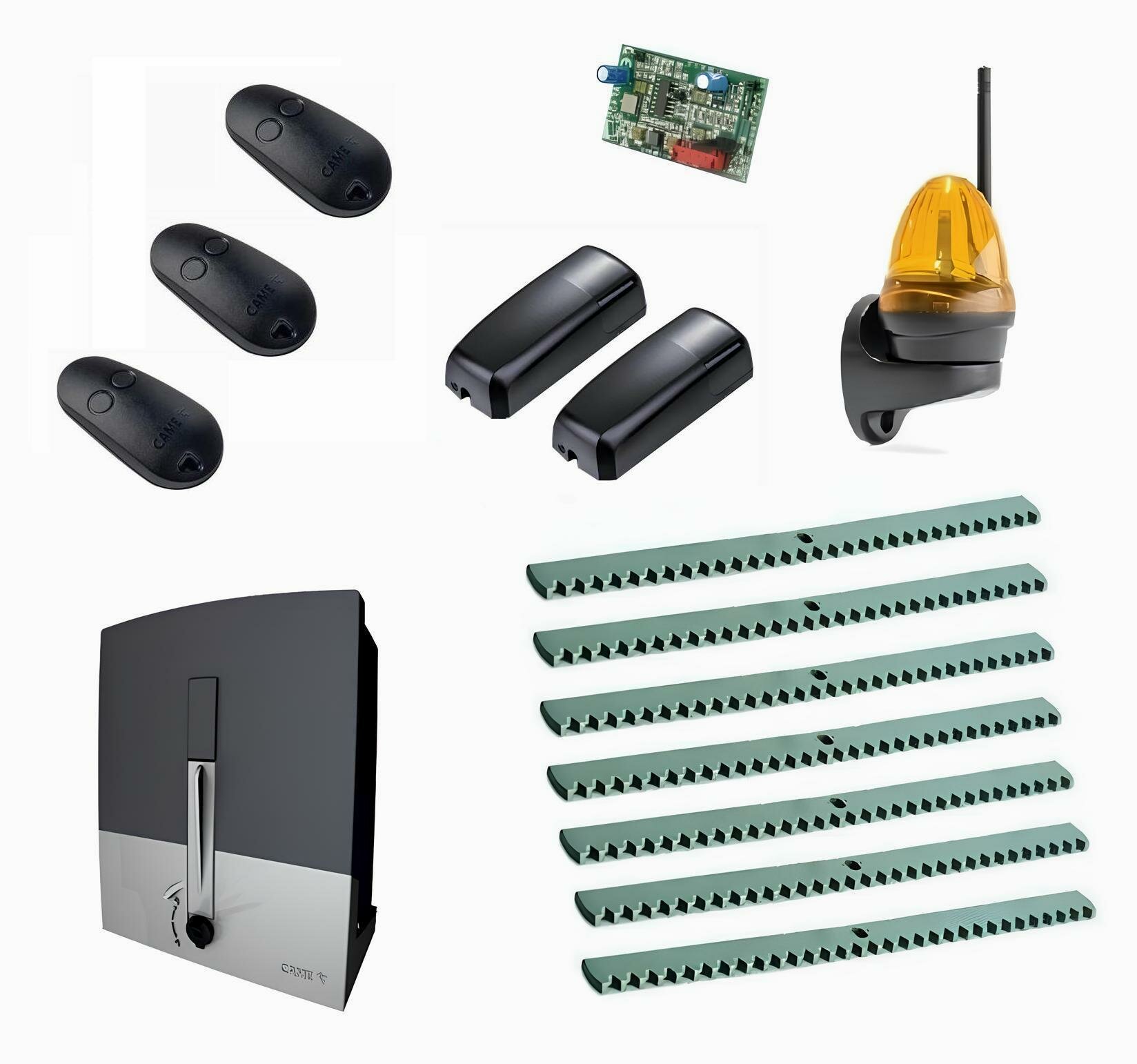 Автоматика для откатных ворот BXL04AGS FULL7-K-Т3, комплект: привод, радиоприемник, 3 пульта, фотоэлементы, лампа, 7 реек