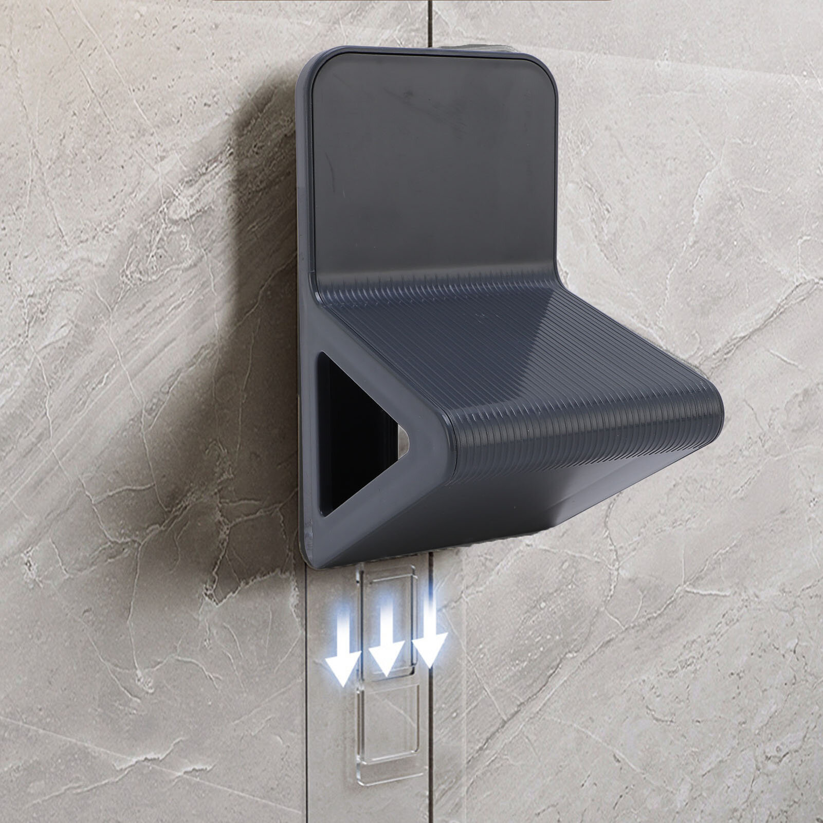 2 Pcs Душная Подставка для Ног при Бритье Ног Без Дрilling Wall Mounted Треугольная Анти Сдвиговая Душная Педаль Держатель Серый Размер 160x97x90mm Материал ABS Функция Мытье Ног и Бритье Ног в Ванной