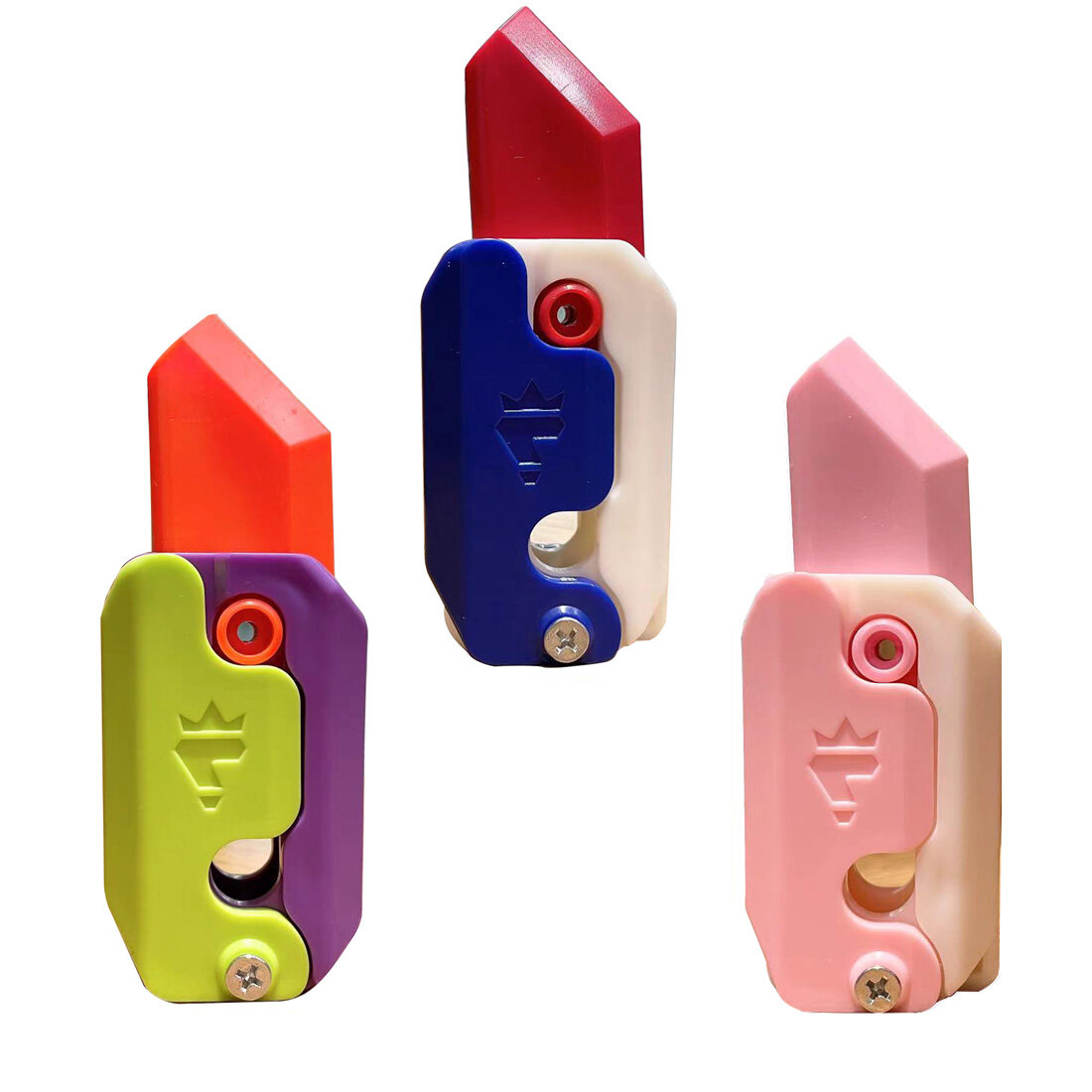 3 Pack Игрушки для фиджета на гравитации - Игрушка нож для фиджета 3D печать для взрослых - Игрушка нож Морковь пластик EDC - Игрушки для сенсорной стимуляции для снятия тревоги и стресса - Подарки для чулок, материал: пластик, Цвет: как на изображении,