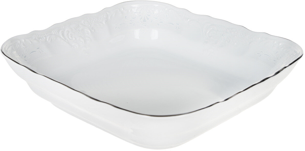 Салатник квадратный 25 см; "Bernadotte", декор "Деколь, отводка платина", Thun/ БТФ0201