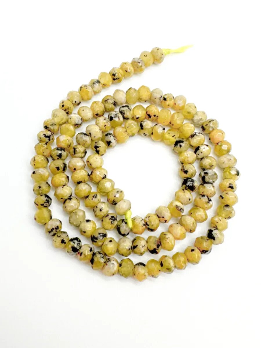 1090 Желтые камушки агата в огранке рондель 3x4 мм 1 нить A+