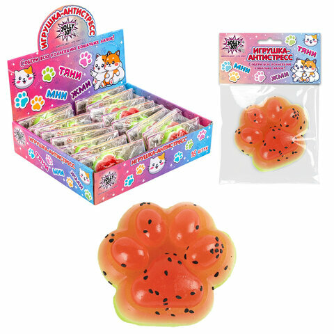 Игрушка-антистресс "кошачья лапка - сочный арбуз", 7х6 см, дисплей, JOLLY JOT (джолли джот), 665775