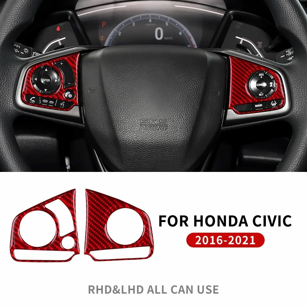 Настоящая мягкая углеродная панель для руля Honda Civic X 10-го поколения MK10 2016 2017 2018 2019 2020 2021.