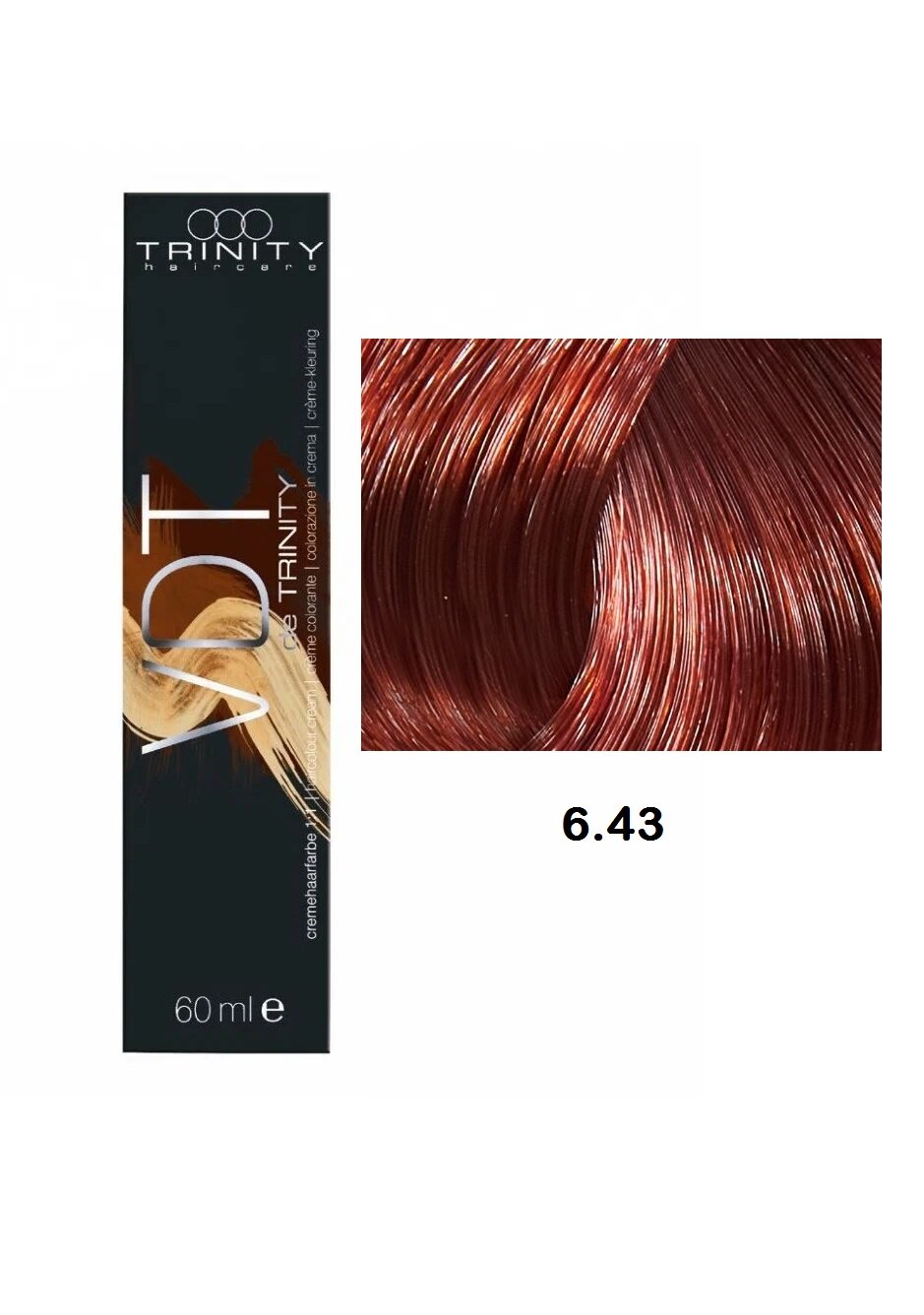 Trinity VDT Стойкая краска для волос 60 мл - VDT 6.43 dunkelblond kupfer gold Темный блонд медно-золотистый