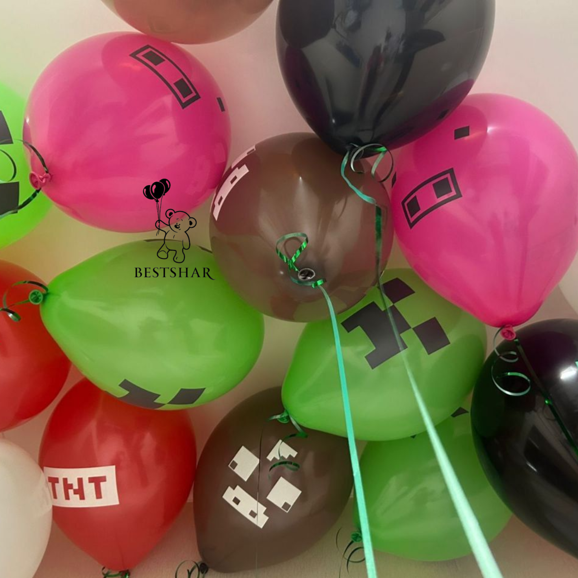 Воздушные шары с гелием для мальчика "Пиксели!", ассорти, пастель, 10 штук, 30 см