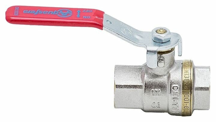 Кран шаровой Aquasfera 007-7371, ДУ 25, PN 2,5 МПа, 1"ВР - 1"ВР, 1001-03 EURO полнопроходной латунный с рычагом