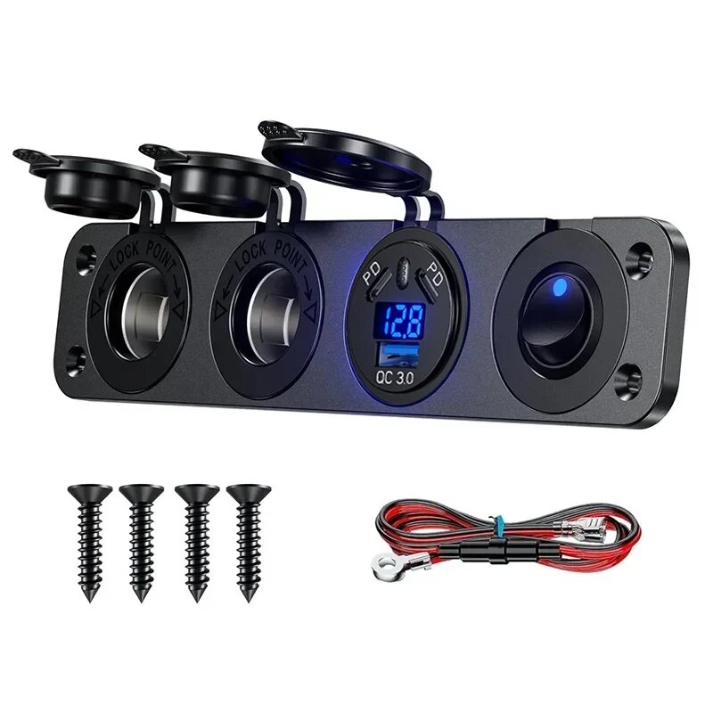 Розетка прикуривателя USB 4 in 1 Panel B 12/24В