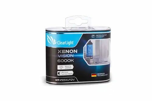 Лампа галогеновая 12V H7 55W PX26d 6000K (бокс 2шт) Xenon Vision