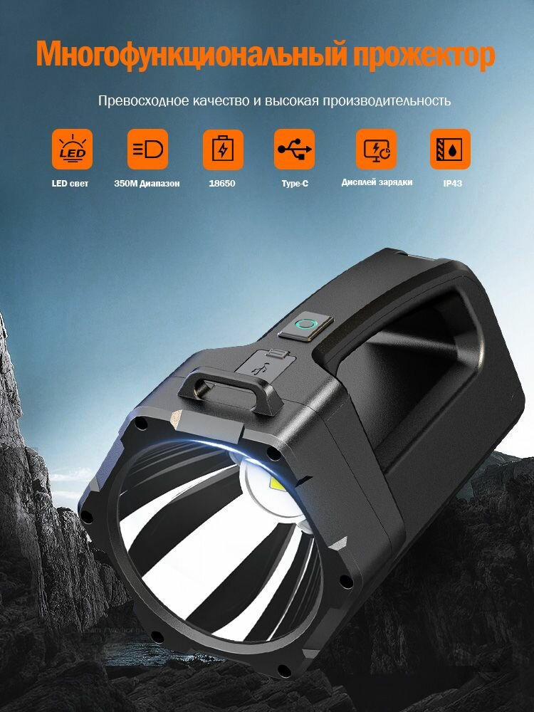 SUPERFIRE M17 Фонарь ручной аккумуляторный прожектор светодиодный мощный