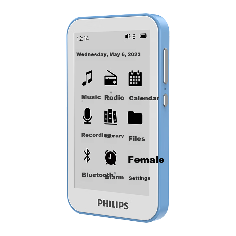 PHILIPS SA3618 MP3 Player 3.7-inch + 32GB Memory HiFi Music Player E-ink Screen E-book Student English Listening Bluetooth 5.3
